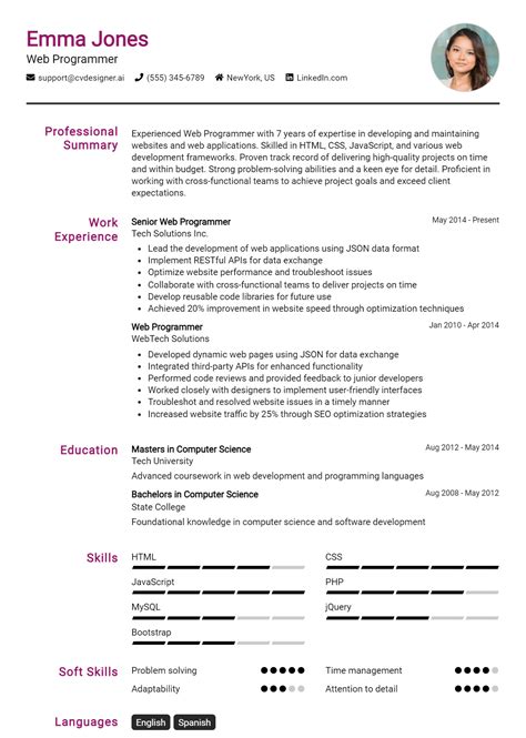 15 Senior Programmer Resume Examples And Templates For 2025 Cvdesignerai