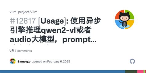 Usage 使用异步引擎推理qwen2 Vl或者audio大模型，prompt应该怎么写呢 · Issue 12817 · Vllm