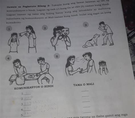 Gawain sa Pagkatuto bilang 3: Tukuyin kung ang bawat larawan ay uri ng komunikasyon o hindi ...