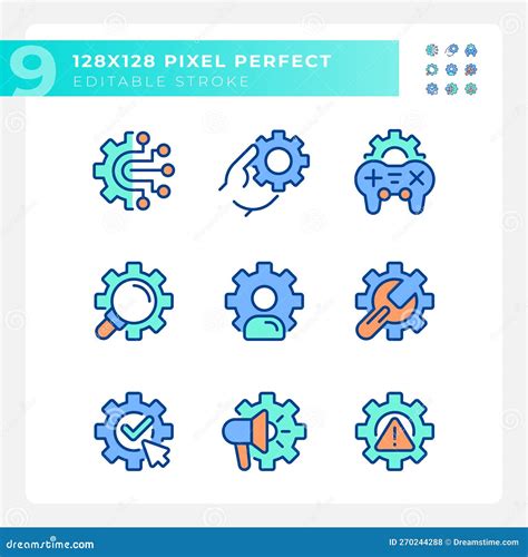 Gears Pixel Perfect Rgb Color Icons Set Stock Illustration Illustration Of Logo Adjust 270244288