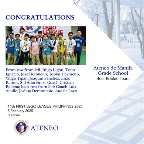 Ags Inaugural Robotics Varsity Wins Best Rookie Team In 14th First Lego League Ph Tournament
