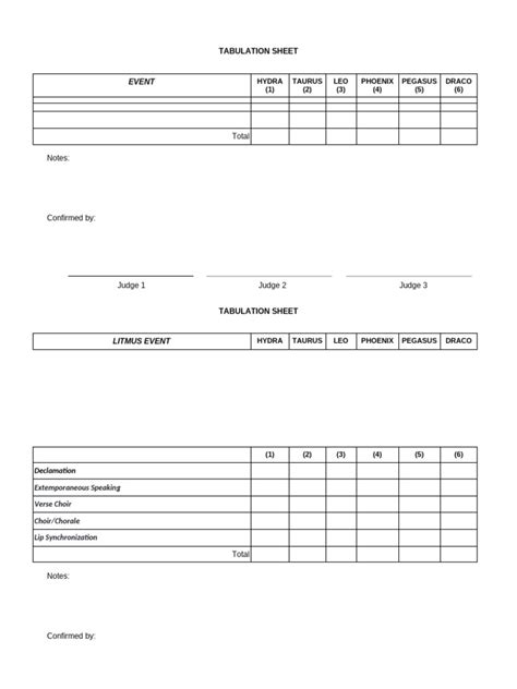 Tabulation Sheet Pdf