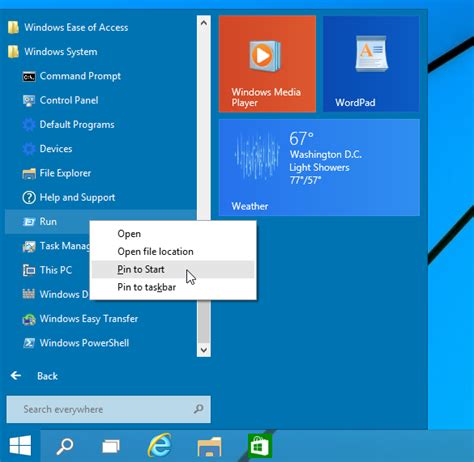 Add Run To Start Menu In Windows On The Left Or Right Side