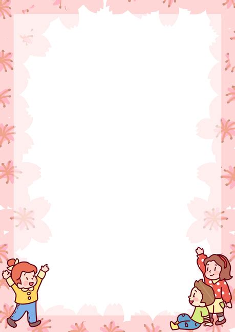 봄 벚꽃 일러스트 프레임 어린이 사진 이미지 일러스트 캘리그라피 핑크하트작가