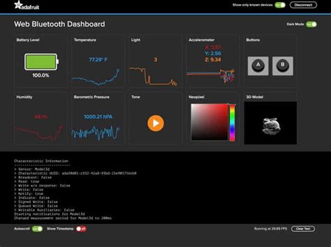 using the dashboard using the bluefruit dashboard with web bluetooth