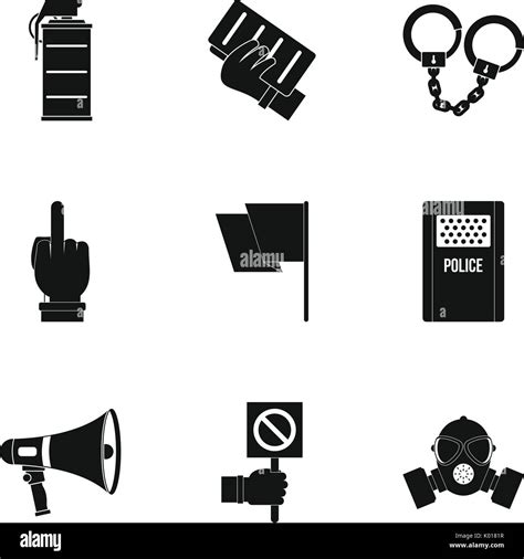 Human Protester Icon Set Simple Style Stock Vector Image And Art Alamy