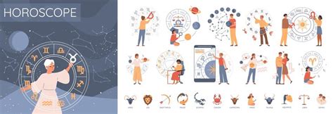 점성술 기호 평면 고립 된 벡터 일러스트 레이 션 설정 별자리 개념 무료 벡터