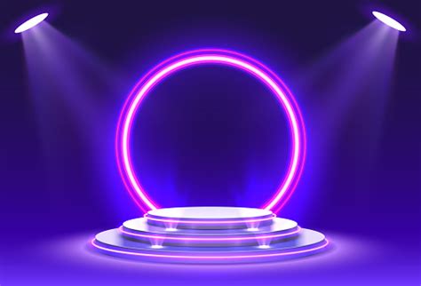 조명 무대 연단 보라색 배경에 시상식을 위한 무대 연단 장면 벡터 일러스트 레이 션 Championship에 대한 스톡 벡터 아트 및 기타 이미지 Championship