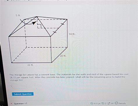 Solved The Storage Bin Above Has A Cement Base The Chegg Com