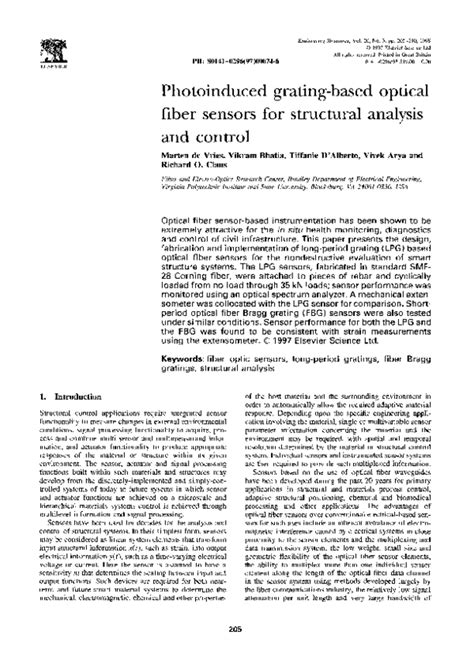 Pdf Photoinduced Grating Based Optical Fiber Sensors For Structural Analysis And Control