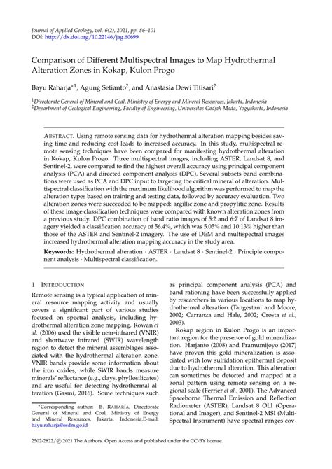 Pdf Comparison Of Different Multispectral Images To Map Hydrothermal Alteration Zones In Kokap