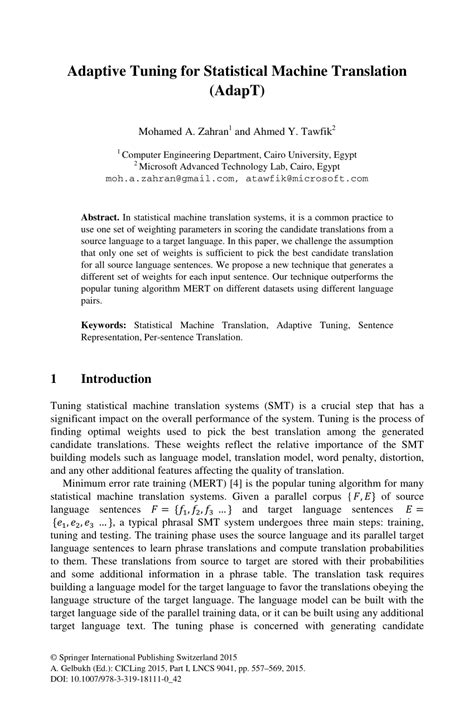Pdf Adaptive Tuning For Statistical Machine Translation Adapt