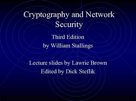 Cryptography And Network Security Third Edition By William