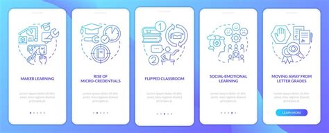 Premium Vector Trends In Education Blue Gradient Onboarding Mobile App Screen