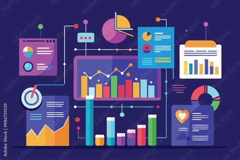 Colorful Charts And Graphs Illustrate Customizable Data Analysis With