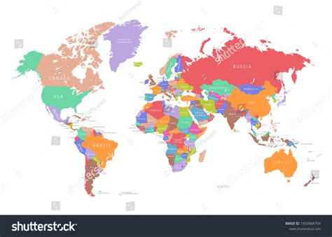 Colored World Map Isolated On White Stock Vector Royalty Free Shutterstock