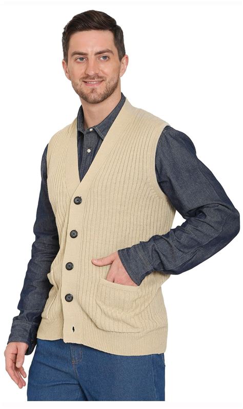Turtle Bay New York Mens Relaxed Fit Rib Knit Sweater Vest Button