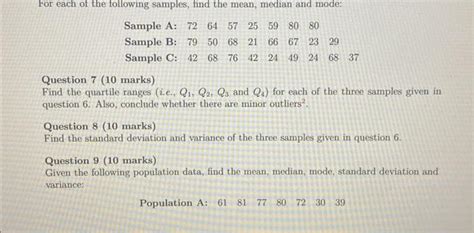 Solved Question 7 10 Marks Find The Quartile Ranges I E