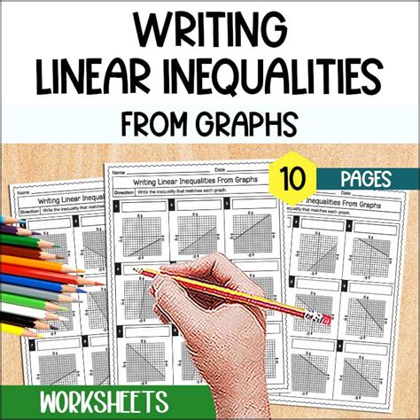 Writing Linear Inequalities From Graphs Worksheets Algebra Graphing Practice