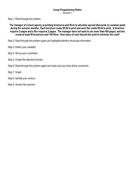 Linear Programming Poster Examples Pdf Linear Programming Function Mathematics