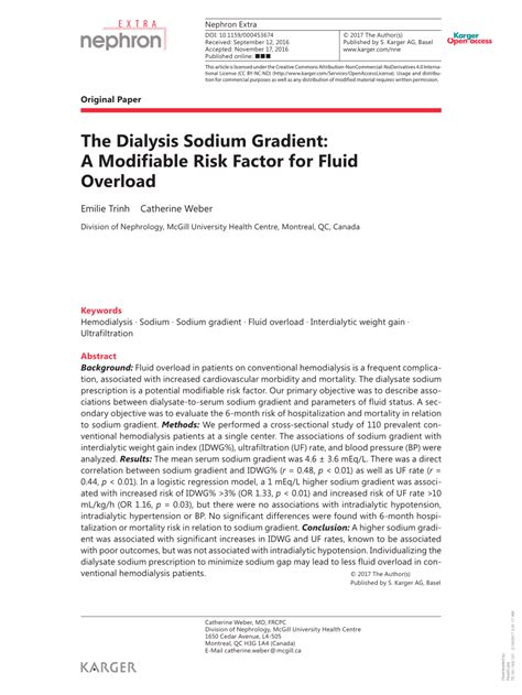 Pdf The Dialysis Sodium Gradient A Modifiable Risk Factor For Fluid