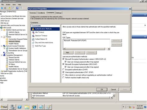 Ssl Vpn Asa 5520 Nps Anyconnect Eap Tls Peap Mscapv2 Fail Back To