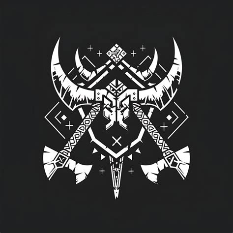 Premium Photo Brutal Viking Raider Brotherhood Insignia With Axes And