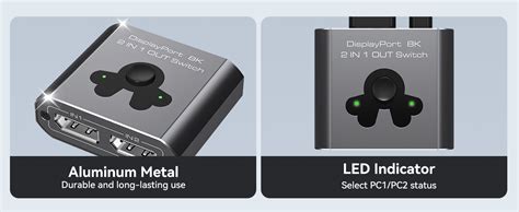 Amazon Com PVBCTCSID Displayport Switch 2 In 1 Out 8K60Hz 4K144Hz DP 1 4 Switcher Compatible