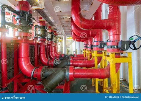 Fire Fighting Systems On Offshore Oil And Gas Central Processing Platform Stock Image Image