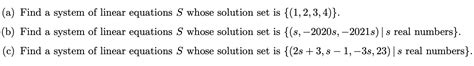 Solved A Find A System Of Linear Equations S Whose Chegg