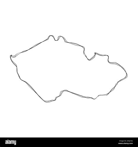 Czech Republic Country Simplified Map Thin Triple Pencil Sketch Outline Isolated On White