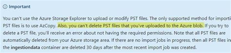 maximum file size and deletion for azure blob storage in microsoft 365