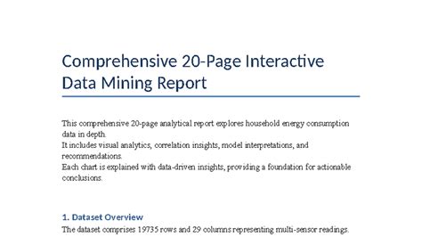 Comprehensive Data Mining Report On Household Energy Consumption Studocu