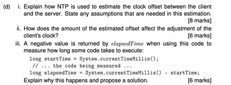 Solved D I Explain How NTP Is Used To Estimate The Clock Chegg Com