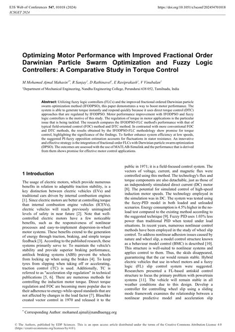 Pdf Optimizing Motor Performance With Improved Fractional Order