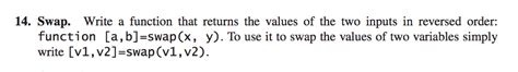solved swap write a function that returns the values of the