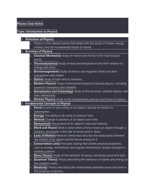 Physics Class Notes Pdf Physics Force