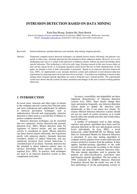 Pdf Intrusion Detection Based On Data Mining