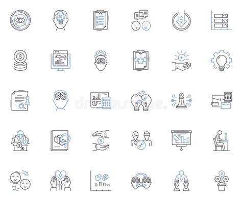 Review And Examination Line Icons Collection Analysis Overview Assessment Evaluation