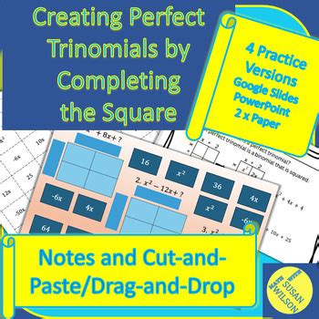 Creating Perfect Trinomials By Completing The Square Using The Area Model