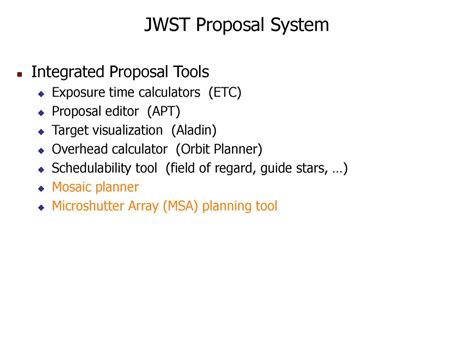 jwst proposal system many observers diverse observation types ppt