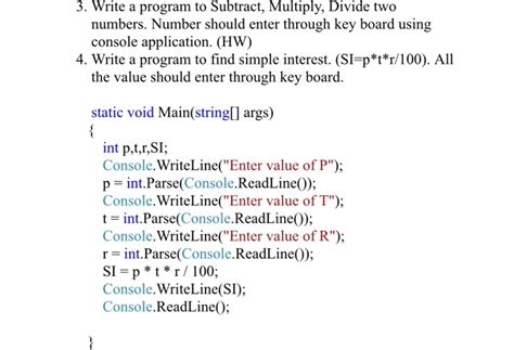 solved 1 write a program to add two number using console