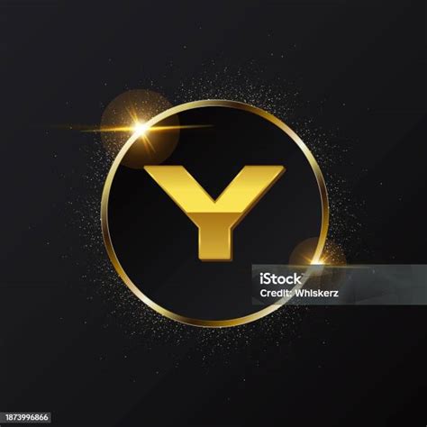 황금 Y 문자 로고 둥근 문자 Y 로고 디자인 패치 모노그램 이니셜 로고 기호 및 기호 골드 컬러 메탈 크롬 대문자 Y 알파벳 3차원 형태에 대한 스톡 벡터 아트 및 기타