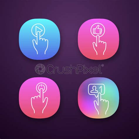 Click App Icons Set Stock Vector Crushpixel