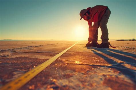Man Measuring Distance Full Shot Premium AI Generated Image