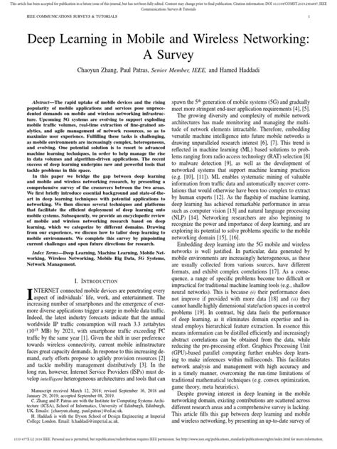 deep learning in mobile and wireless networking a survey pdf deep