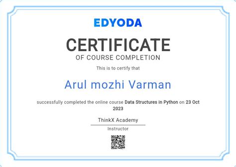 Arul Mozhi Varman On Linkedin Python Datastructures Certificationcomplete