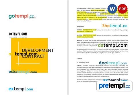 Free Download Development Contract Example Word And Pdf Format Pretempl