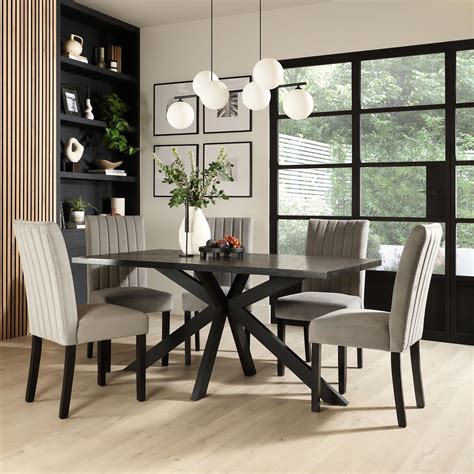 Madison Dining Table And 4 Salisbury Chairs Black Oak Effect And Black