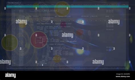 Image Of Light Spot And Digital Icons Over Data Processing Against Blue